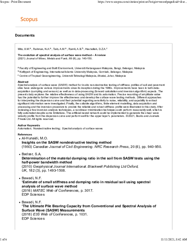 Pdf The Evolution Of Spectral Analysis Of Surface Wave Method A Review