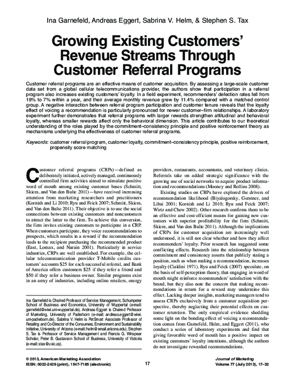 (PDF) Growing Existing Customers’ Revenue Streams through Customer ...