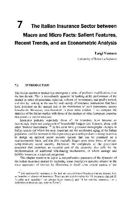 (PDF) The Italian Insurance Sector between Macro and Micro Facts ...