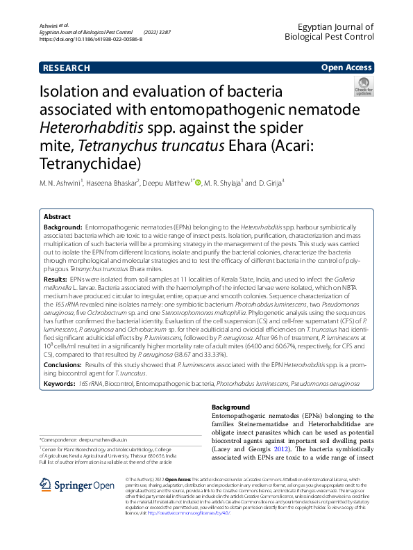 (PDF) Isolation and evaluation of bacteria associated with ...