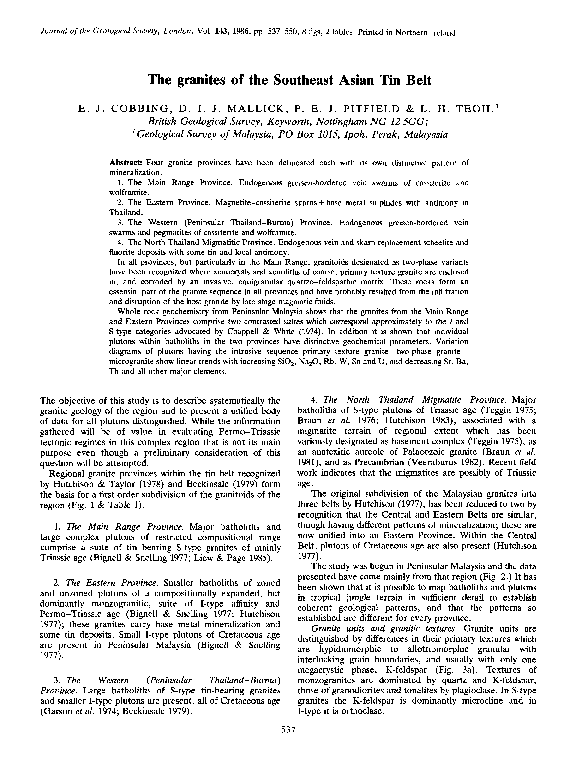 (PDF) The granites of the Southeast Asian Tin Belt