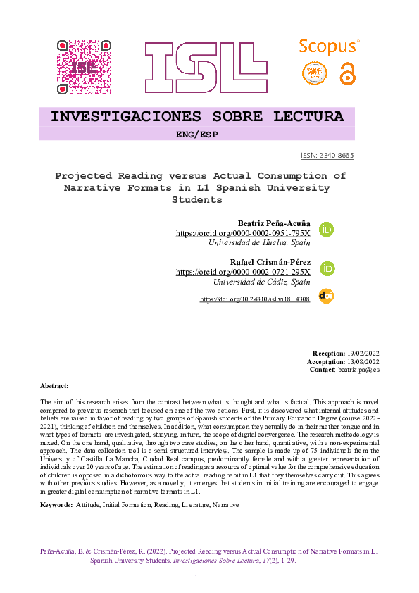 (PDF) Projected Reading versus Actual Consumption of Narrative Formats ...