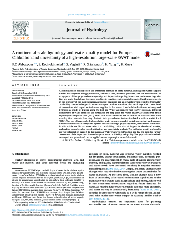 (PDF) A continental-scale hydrology and water quality model for Europe ...