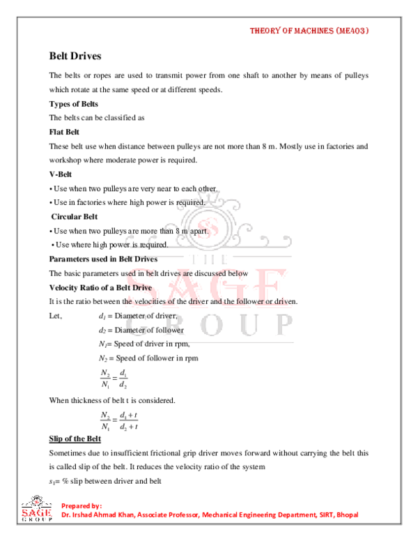 (PDF) Theory of Machines Notes