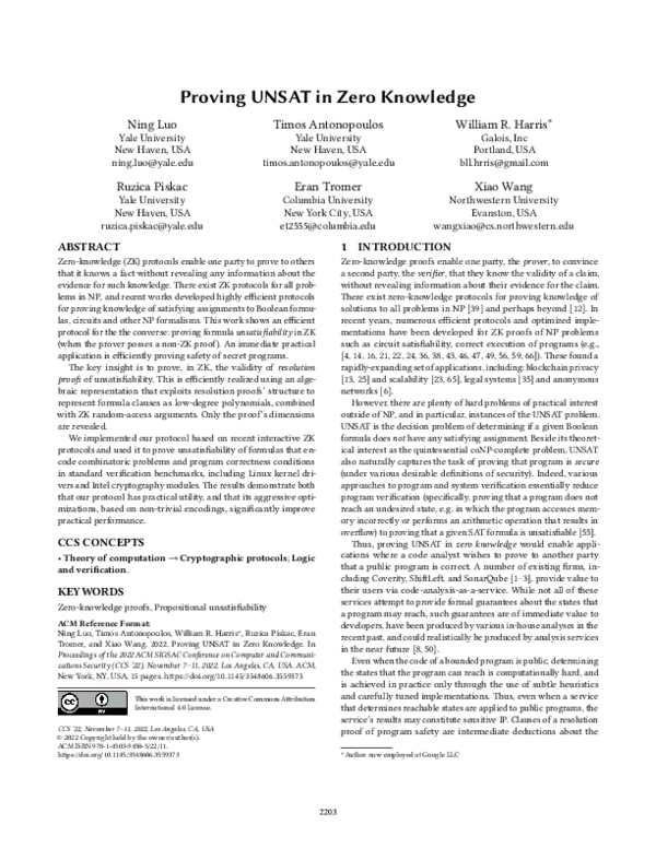 Proving UNSAT in Zero Knowledge