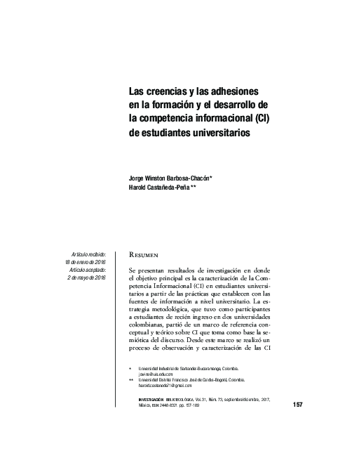 (PDF) Las creencias y las adhesiones en la formación y el desarrollo de la competencia ...