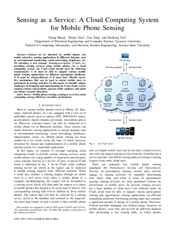 (PDF) Sensing as a service: A cloud computing system for mobile phone ...