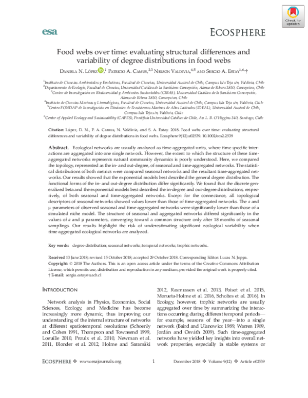 (PDF) Food webs over time: evaluating structural differences and ...