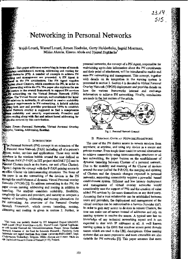 (PDF) Networking in personal networks