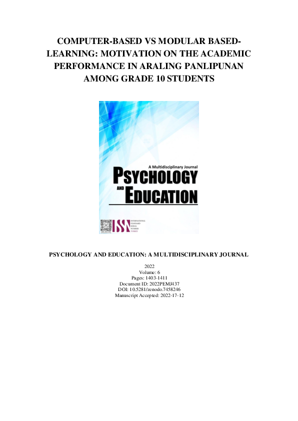 (PDF) Computer-Based Vs Modular Based-Learning: Motivation on the ...