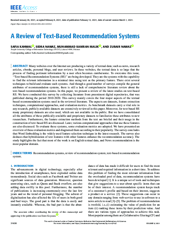 (PDF) A Review of Text-Based Recommendation Systems