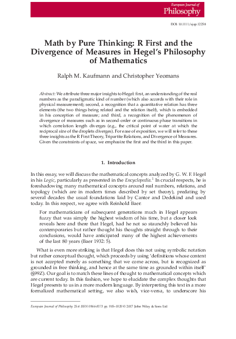(PDF) Math by Pure Thinking: R First and the Divergence of Measures in ...