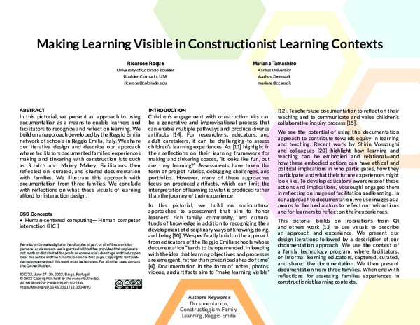 (PDF) Making Learning Visible in Constructionist Learning Contexts