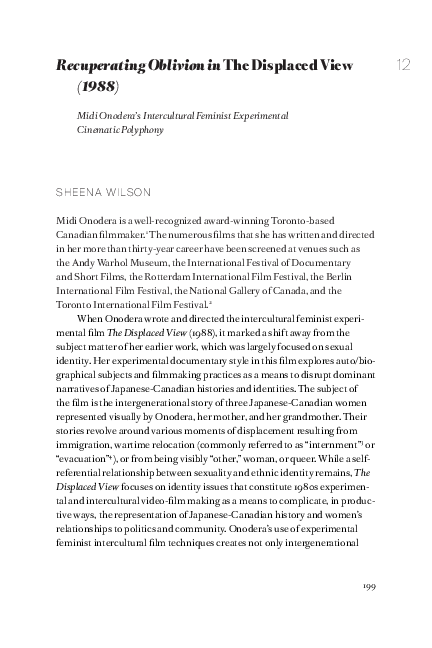 (PDF) Midi Onodera’s Intercultural Feminist Experimental Cinematic ...
