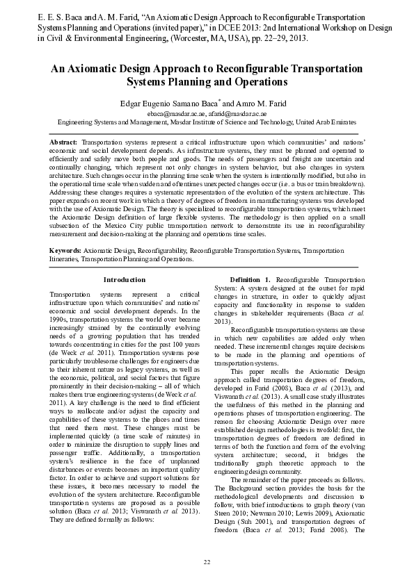 (PDF) An Axiomatic Design Approach to Reconfigurable Transportation Systems Planning and ...