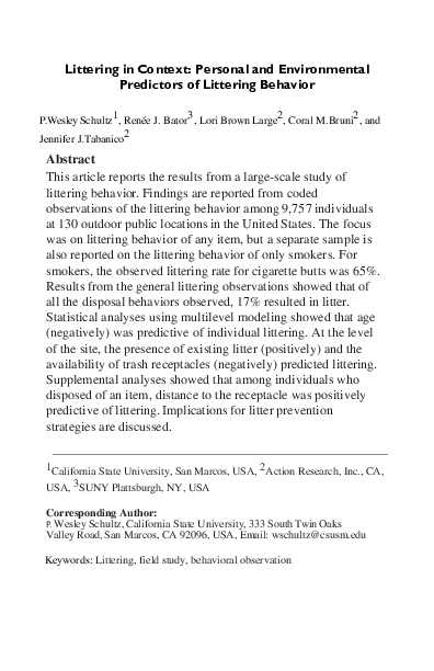 (PDF) Littering in Context
