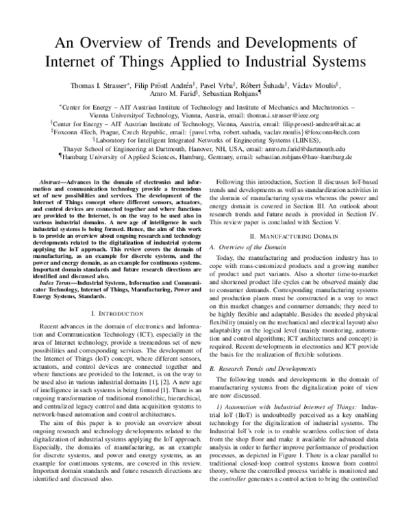 (PDF) An Overview of Trends and Developments of Internet of Things Applied to Industrial Systems