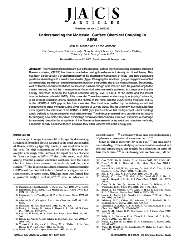 (PDF) Understanding the Molecule−Surface Chemical Coupling in SERS