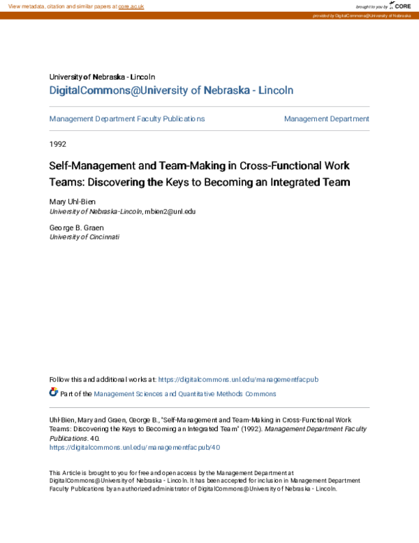 (PDF) Self-management and team-making in cross-functional work teams ...