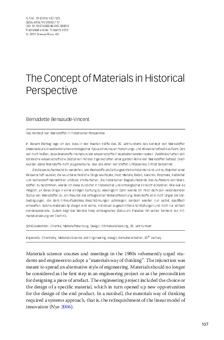 (PDF) The Concept of Materials in Historical Perspective