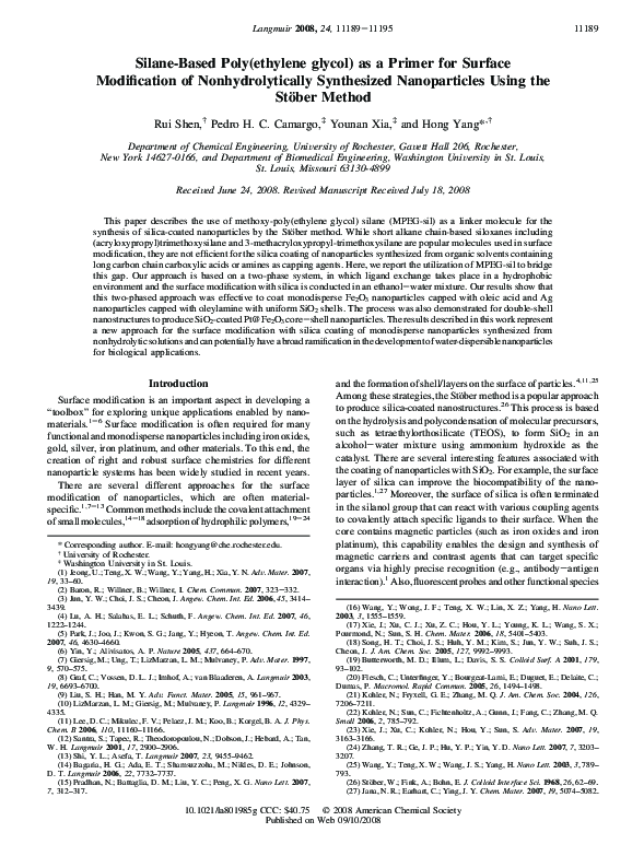 (PDF) Silane-Based Poly(ethylene glycol) as a Primer for Surface ...