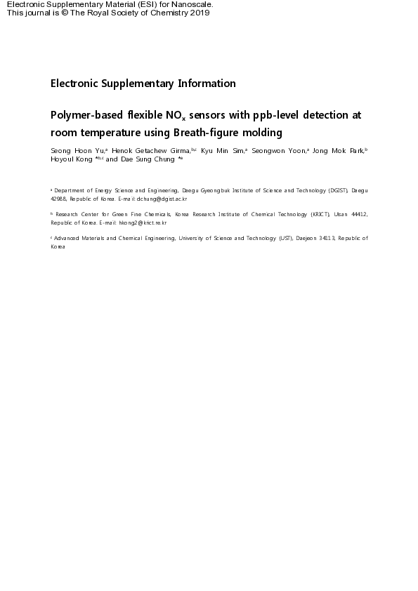 Polymer Based Flexible Nox Sensors With Ppb Level Detection At Room Temperature Using Breath