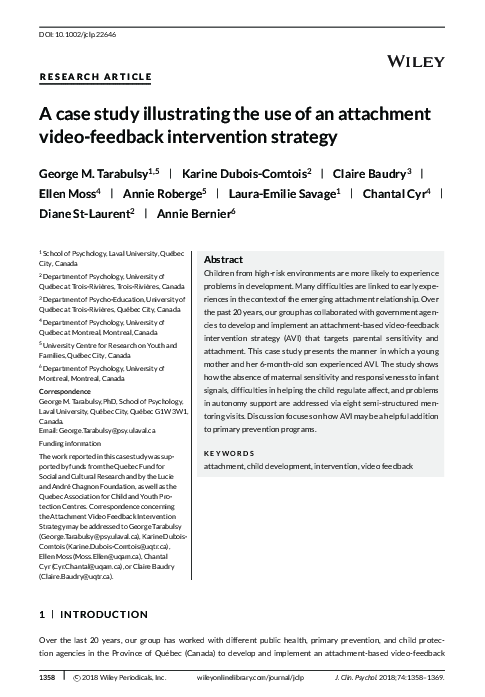 (PDF) A case study illustrating the use of an attachment video-feedback ...