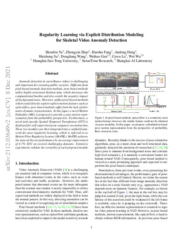 (PDF) Regularity Learning via Explicit Distribution Modeling for Skeletal Video Anomaly Detection