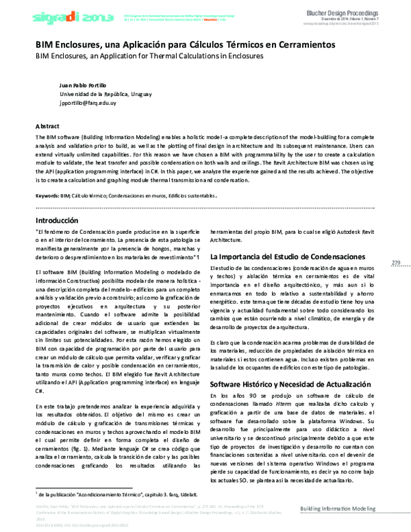 (PDF) BIM Enclosures, una Aplicación para Cálculos Térmicos en Cerramientos