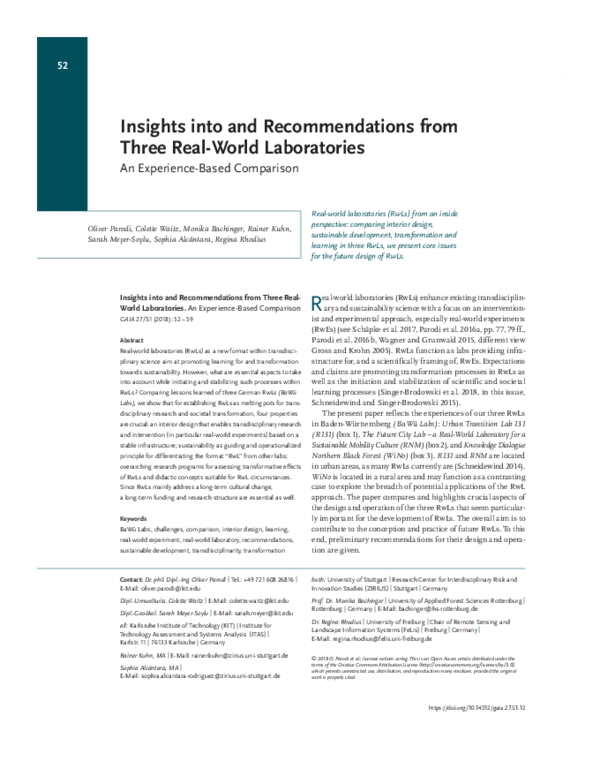 Pdf Insights Into And Recommendations From Three Real World Laboratories An Experience Based