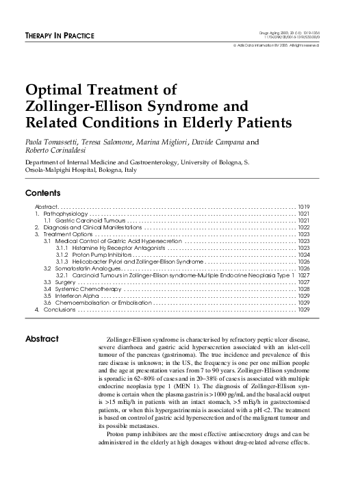 (PDF) Optimal Treatment of Zollinger-Ellison Syndrome and Related ...
