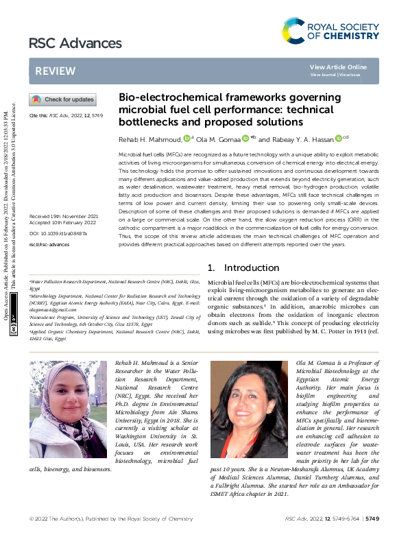 (PDF) Bio-electrochemical frameworks governing microbial fuel cell ...