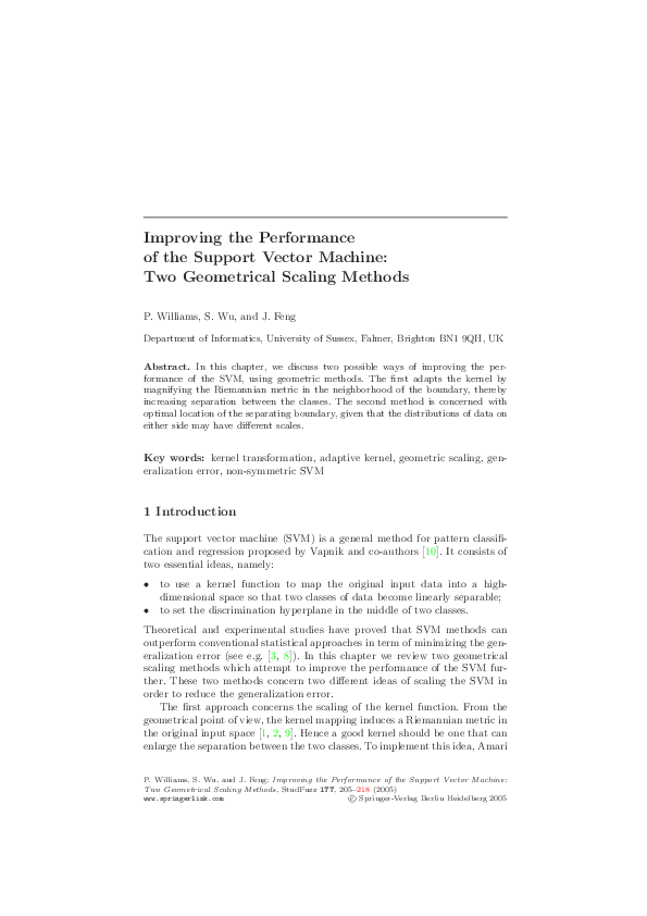 (PDF) Improving the Performance of Support Vector Machines by Learning ...
