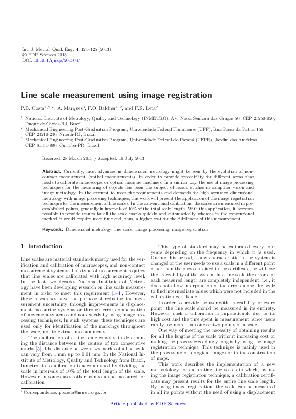 (PDF) Line scale measurement using image registration