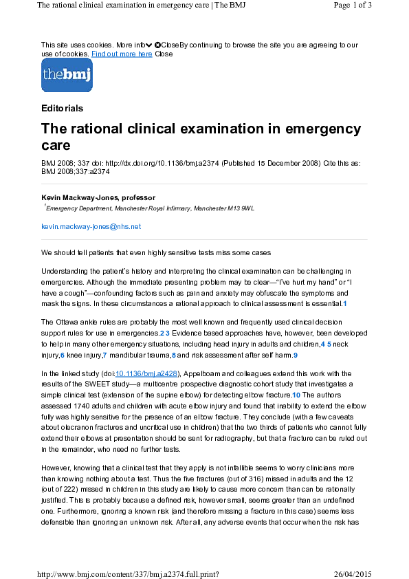 (PDF) The rational clinical examination in emergency care