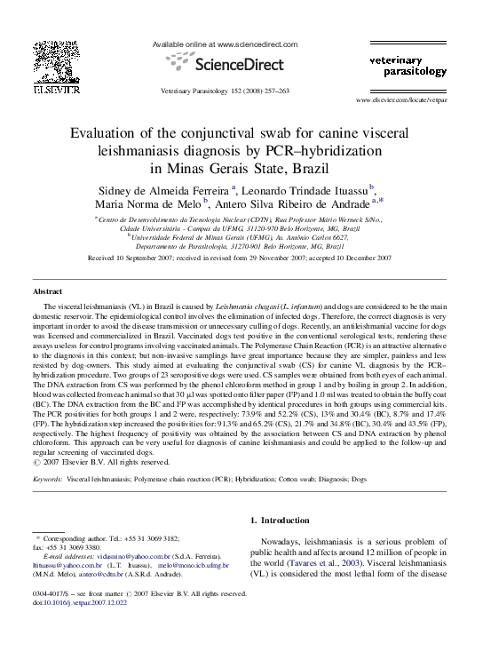 (PDF) Evaluation of the conjunctival swab for canine visceral ...