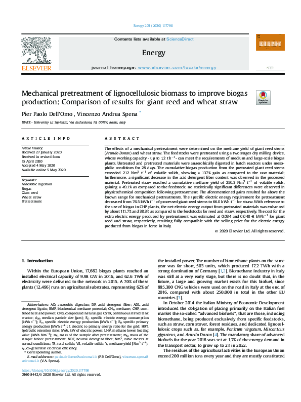 (PDF) Mechanical Pretreatment of Lignocellulosic Biomass for Biofuel ...