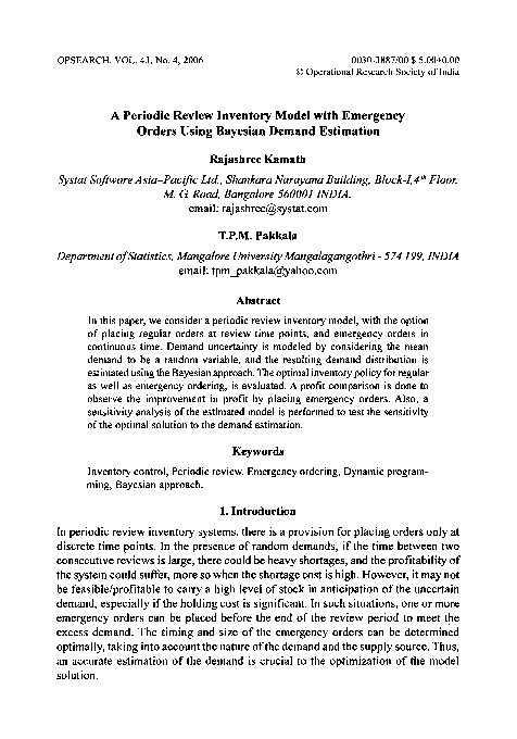 (PDF) A periodic review inventory model with emergency orders using bayesian demand estimation