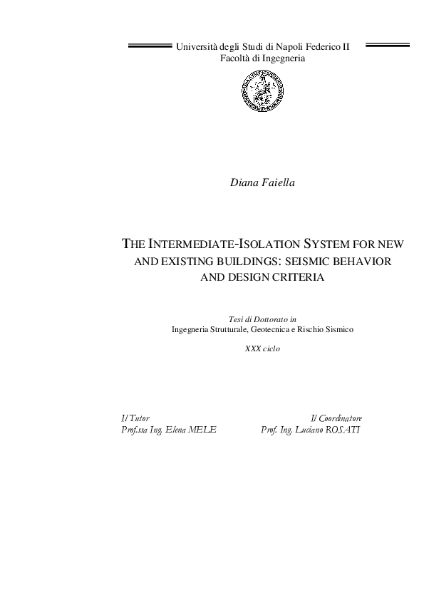 (PDF) The Intermediate Isolation System for new and existing buildings: seismic behavior and ...