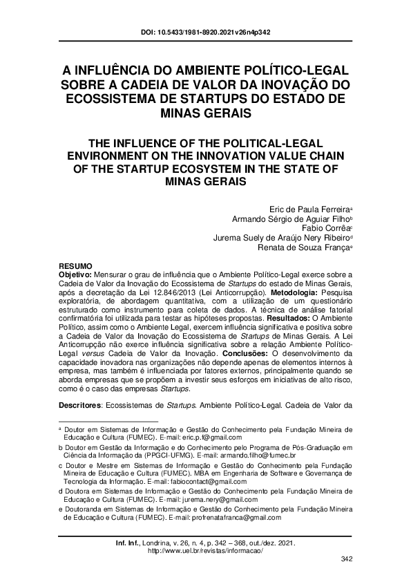 (PDF) A influência do ambiente político-legal sobre a cadeia de valor ...