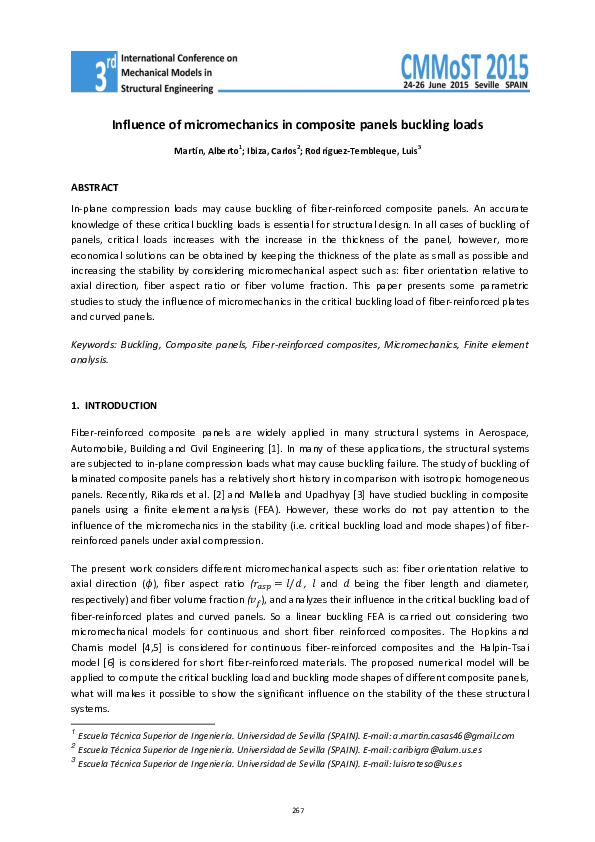 (PDF) Influence of micromechanics in composite panels buckling loads
