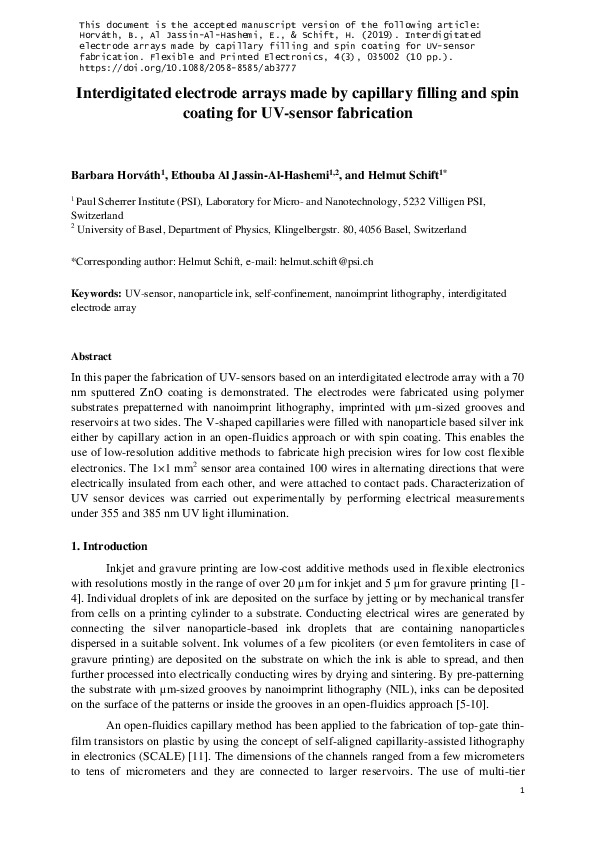 (PDF) Interdigitated electrode arrays made by capillary filling and ...