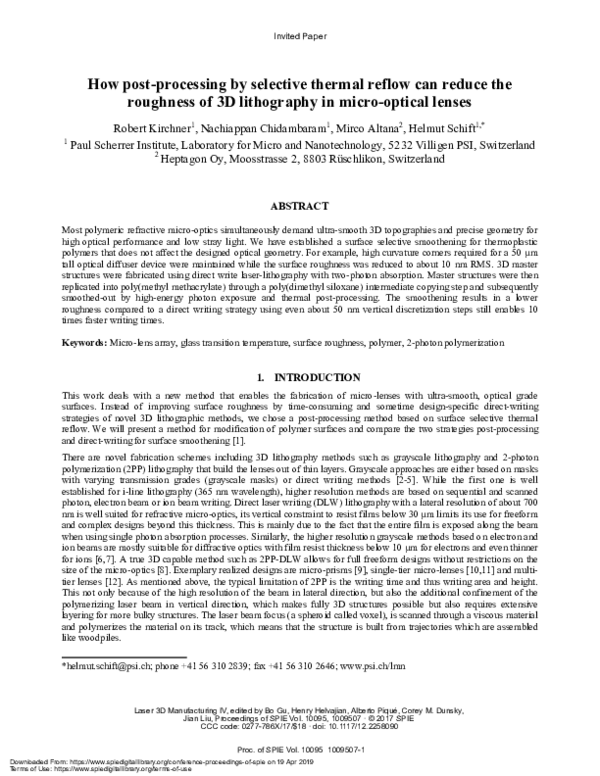 (PDF) How post-processing by selective thermal reflow can reduce the ...