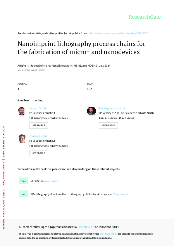 (PDF) Nanoimprint lithography process chains for the fabrication of ...