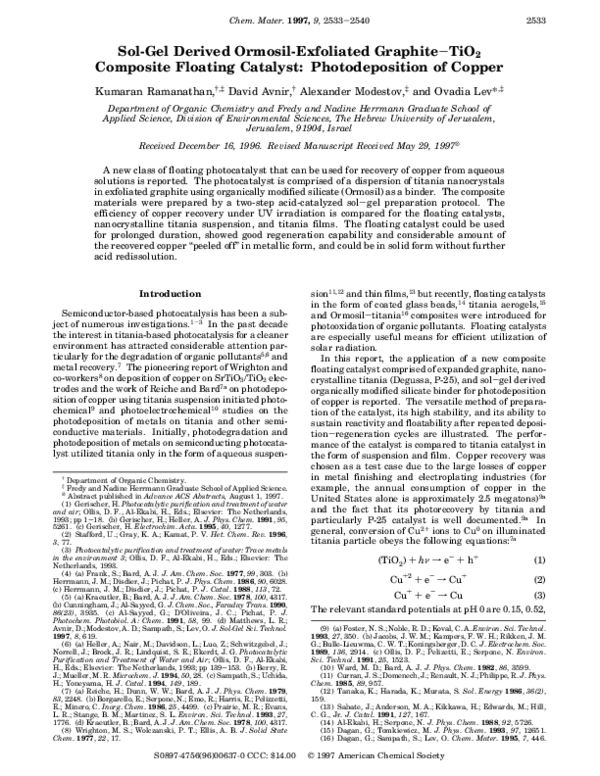 (PDF) Sol-Gel Derived Ormosil-Exfoliated Graphite−TiO2 Composite Floating Catalyst ...