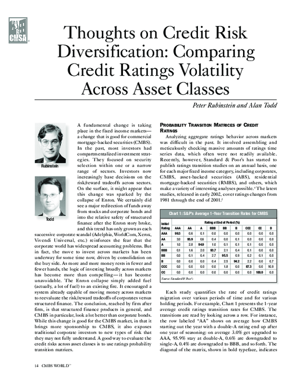(PDF) Credit Risk Diversification and Asset Class Volatility