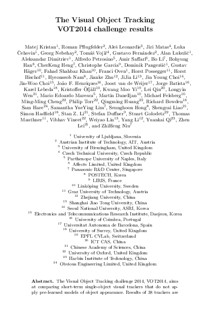 (PDF) The visual object tracking VOT2013 challenge results