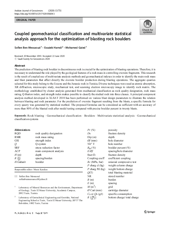 (PDF) Coupled geomechanical classification and multivariate statistical analysis approach for ...