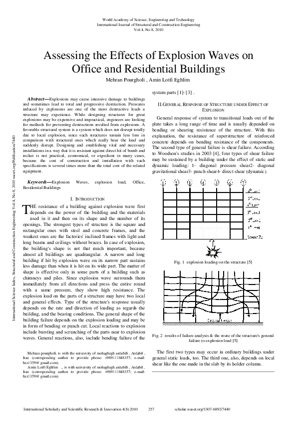 (PDF) Assessing The Effects Of Explosion Waves On Office And ...