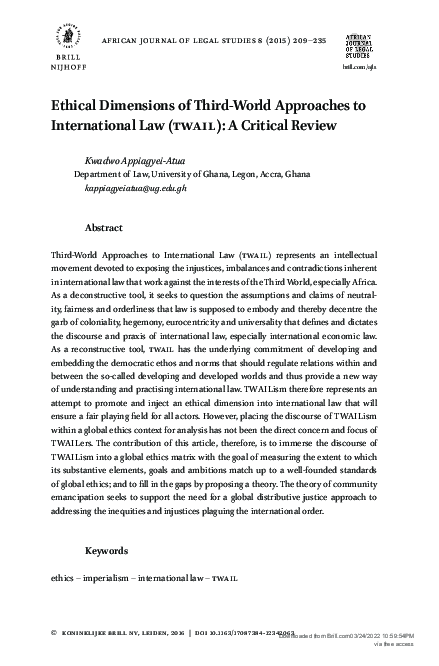 (PDF) Ethical Dimensions of Third-World Approaches to International Law ...